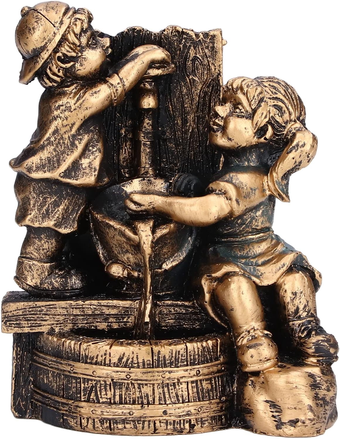 Little Boy Girl Playing Water Statue Standing Sculpture Fountains ...