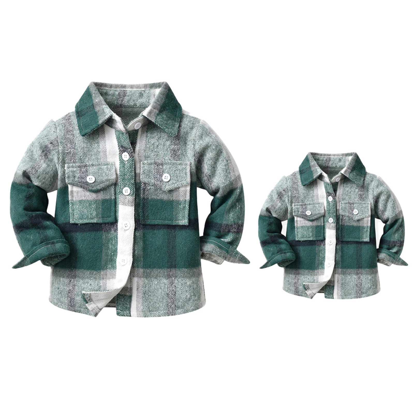 Little Boy Parent-child Clothing Shirt Jacket Long Sleeve Plaid Shirt ...