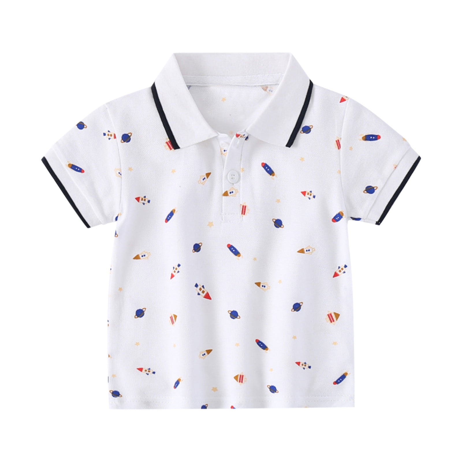 Little Boy's Cotton Polo Shirt Cute Cartoon Short Sleeve Polos ...