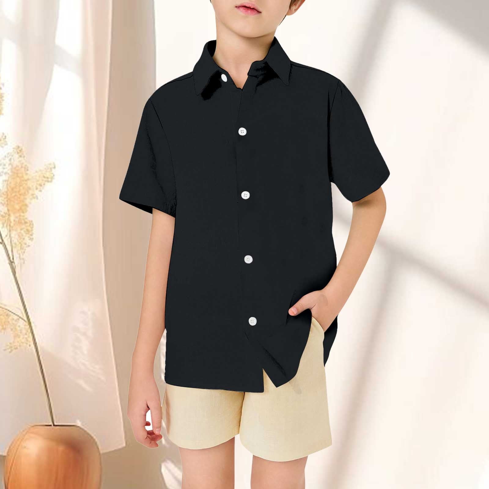 Little Boys' Button Down Shirts Black Shirt for Boys Dress Shirt ...