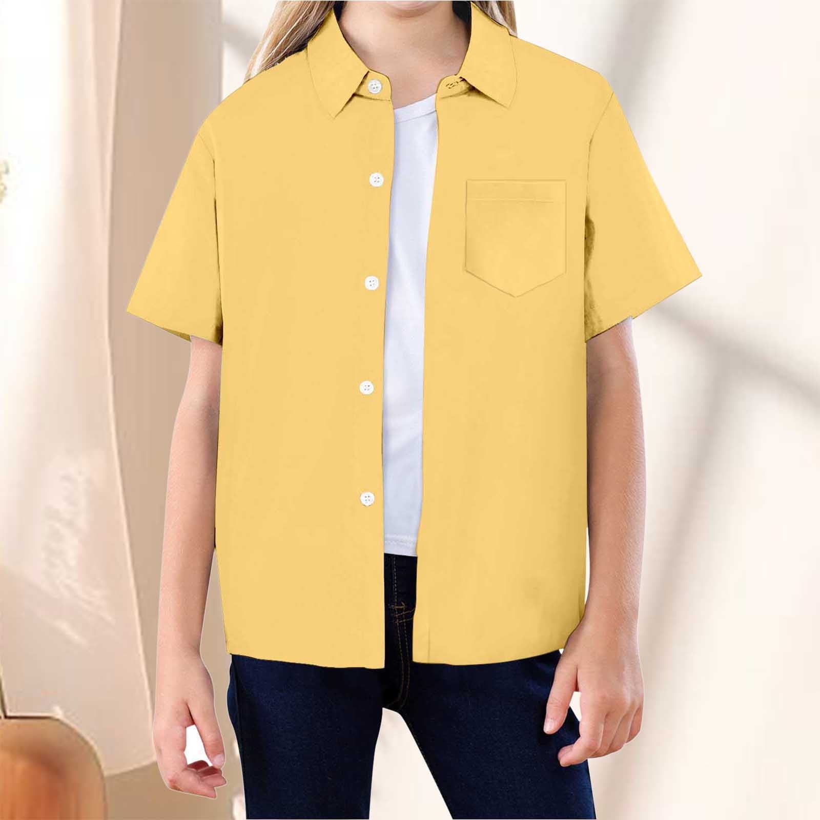 Little Boys' Button Down Shirts Girls Yellow Shirt Dress Shirt Boys ...