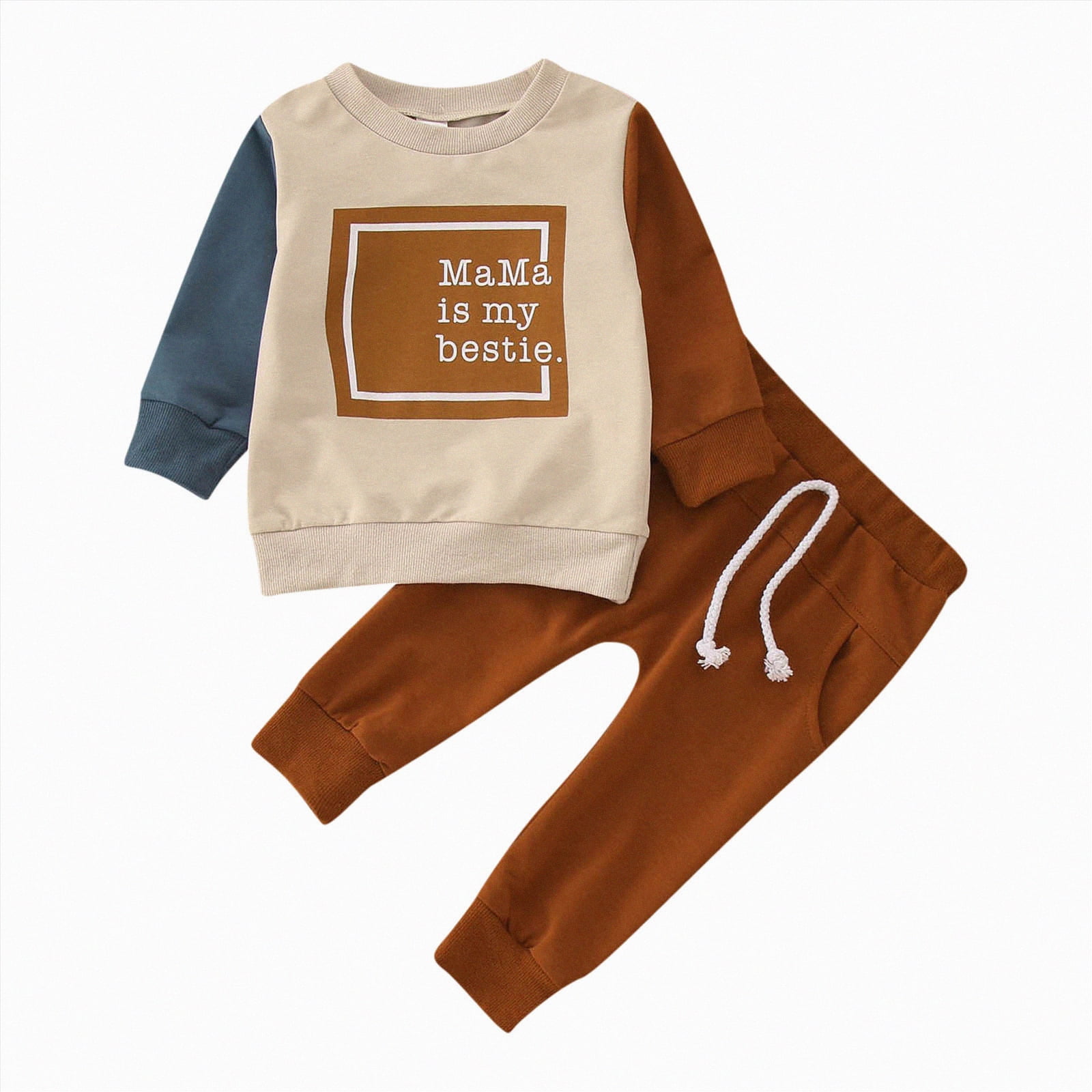 Little Boys Clothes Outfits Fall/Winter Color Block Long Sleeve Elastic ...