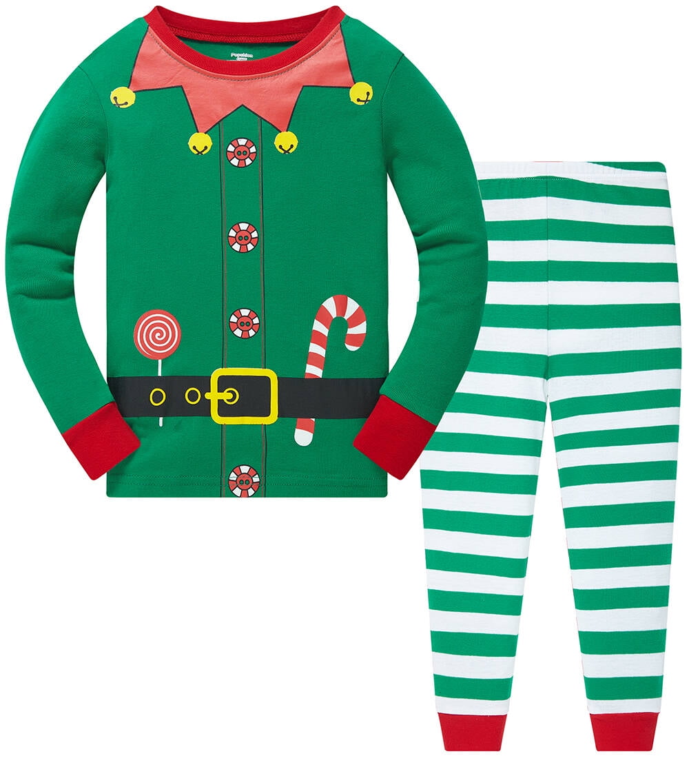Little Boys Girls Christmas Pajamas Sets for Toddler 100% Cotton Elf ...