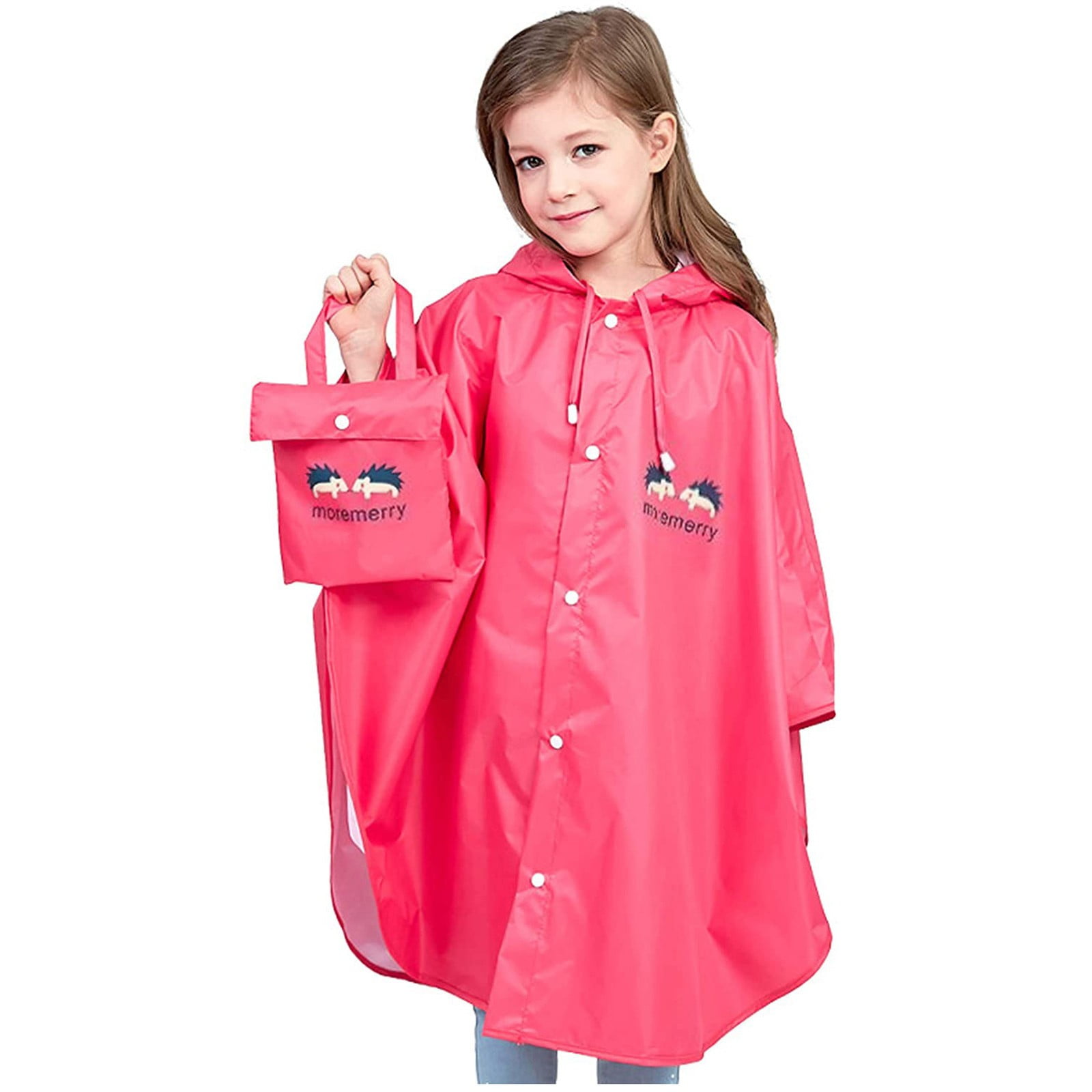 Little Boys Girls Kids Rain Poncho Hoodie Drawstring Waterproof Large Size Cartoon Print ...