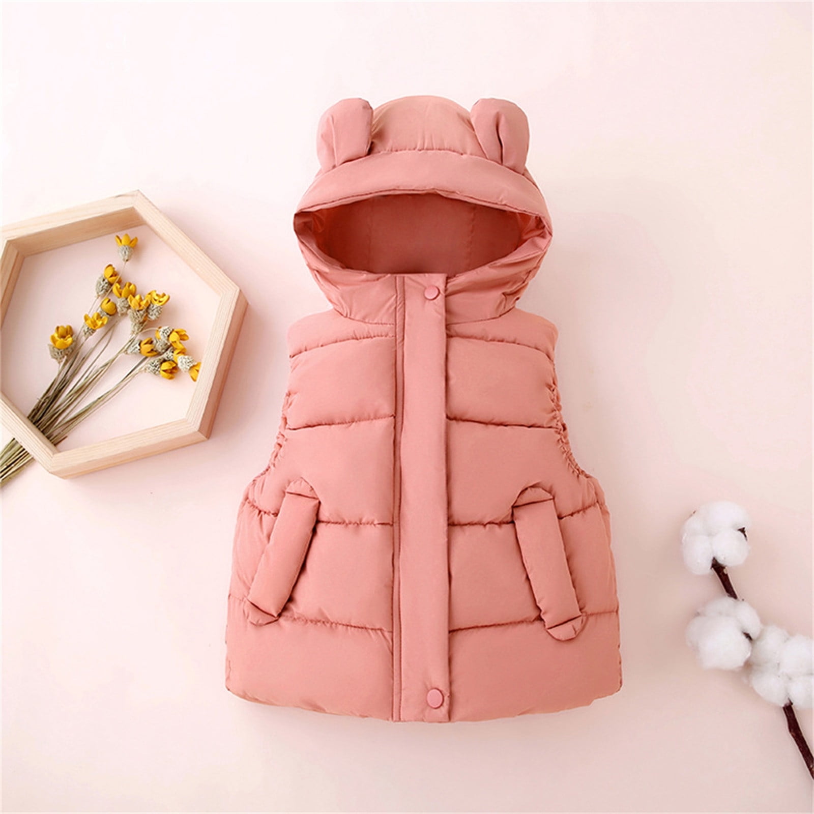 Little Boys Girls Puffer Vest Kids Winter Vest Cute Hooded Jacket ...