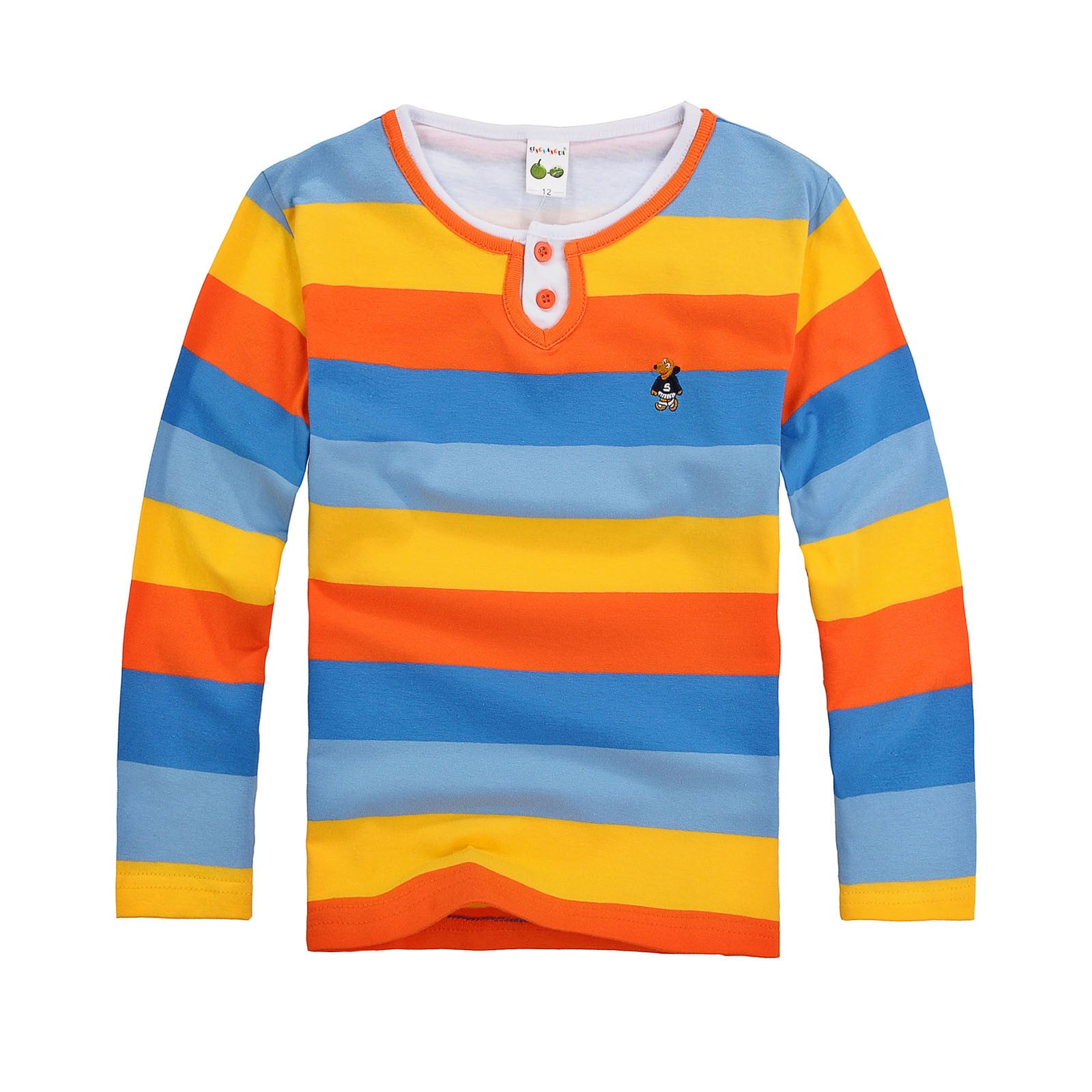 Little Boys Kids Long Sleeve Casual Striped Shirt Button Closure Orange ...