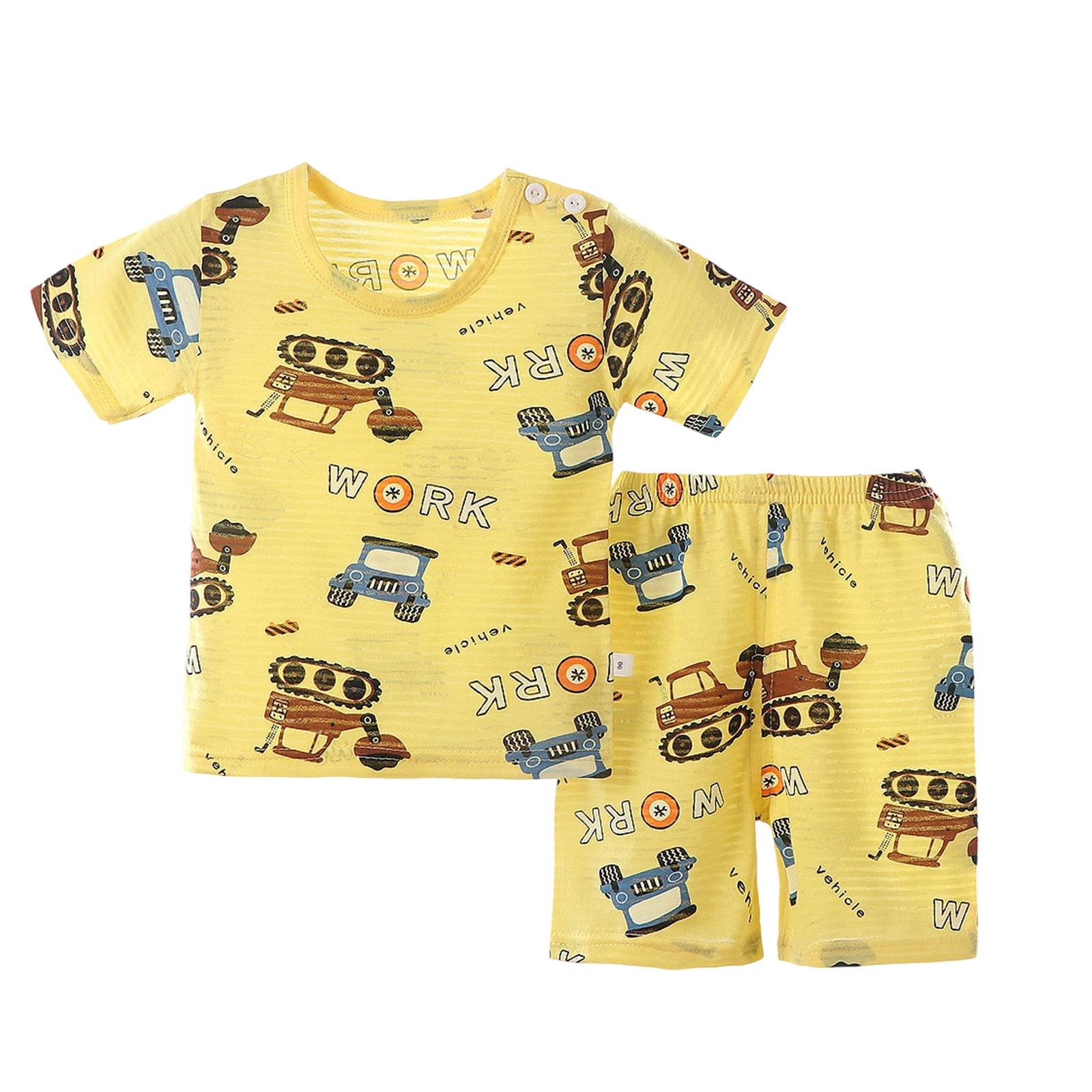 Little Boys Outfits Summer both Cartoon Full Print Short Sleeved T ...