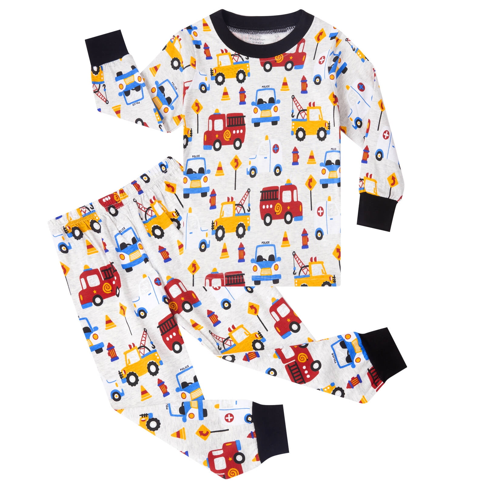 Little Boys Pajamas Cartoon Car 100% Cotton Long Sleeve Toddler Pjs ...