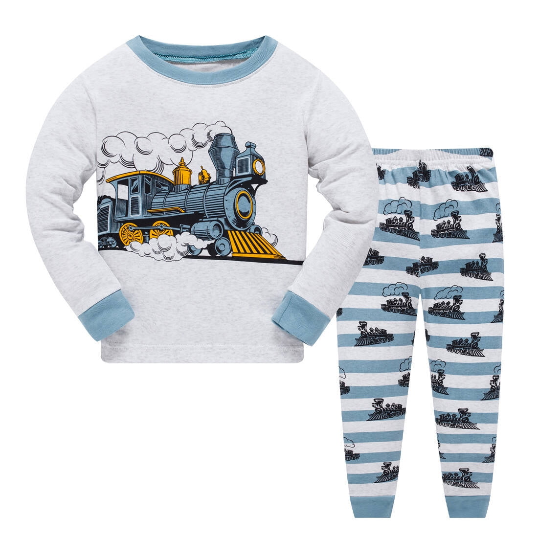 Little Boys Pajamas for Toddler Clothes Set Trian Truck Sleepwear Long ...