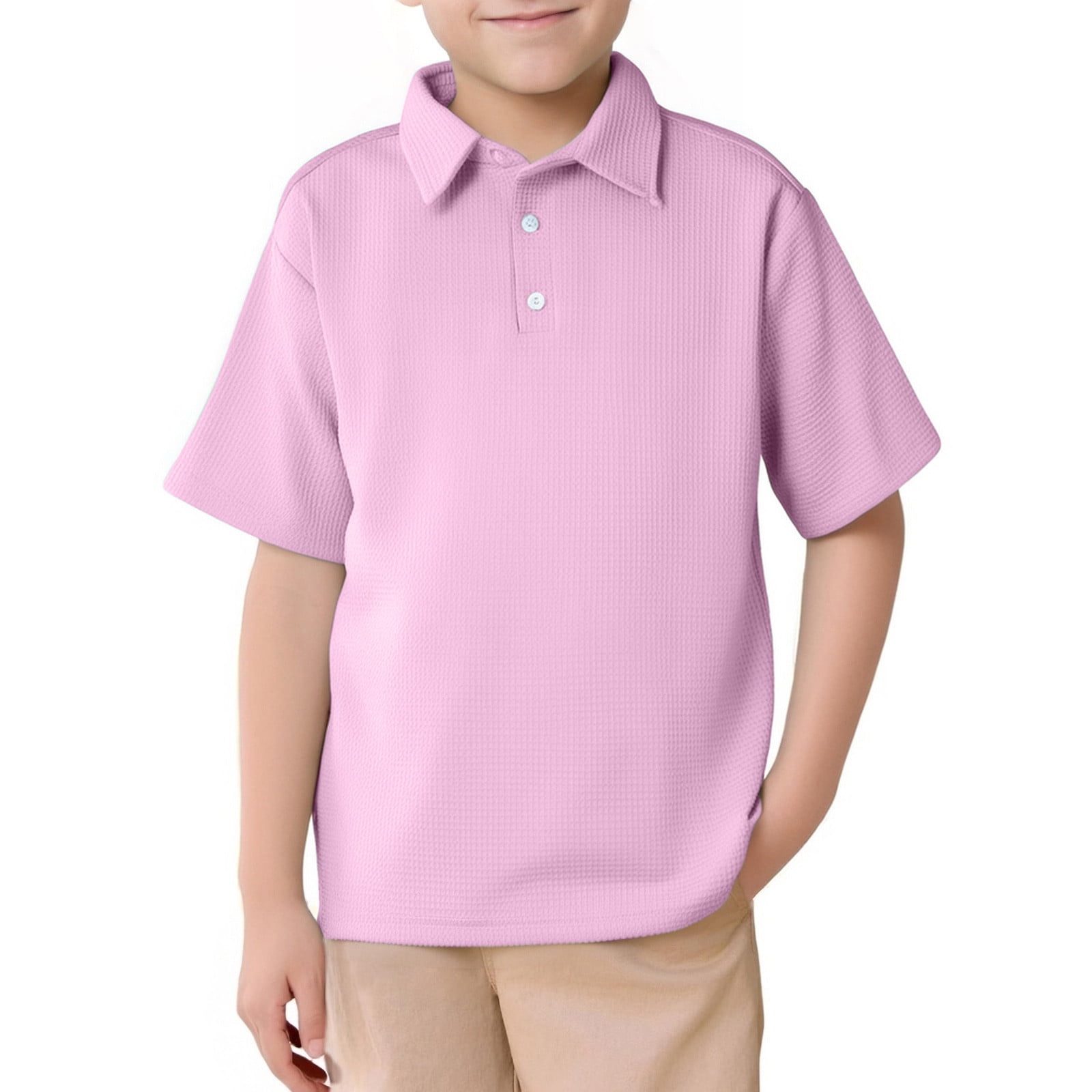 Little Boys Polo Shirt Light Pink School Uniform Shirts Rugby Button ...