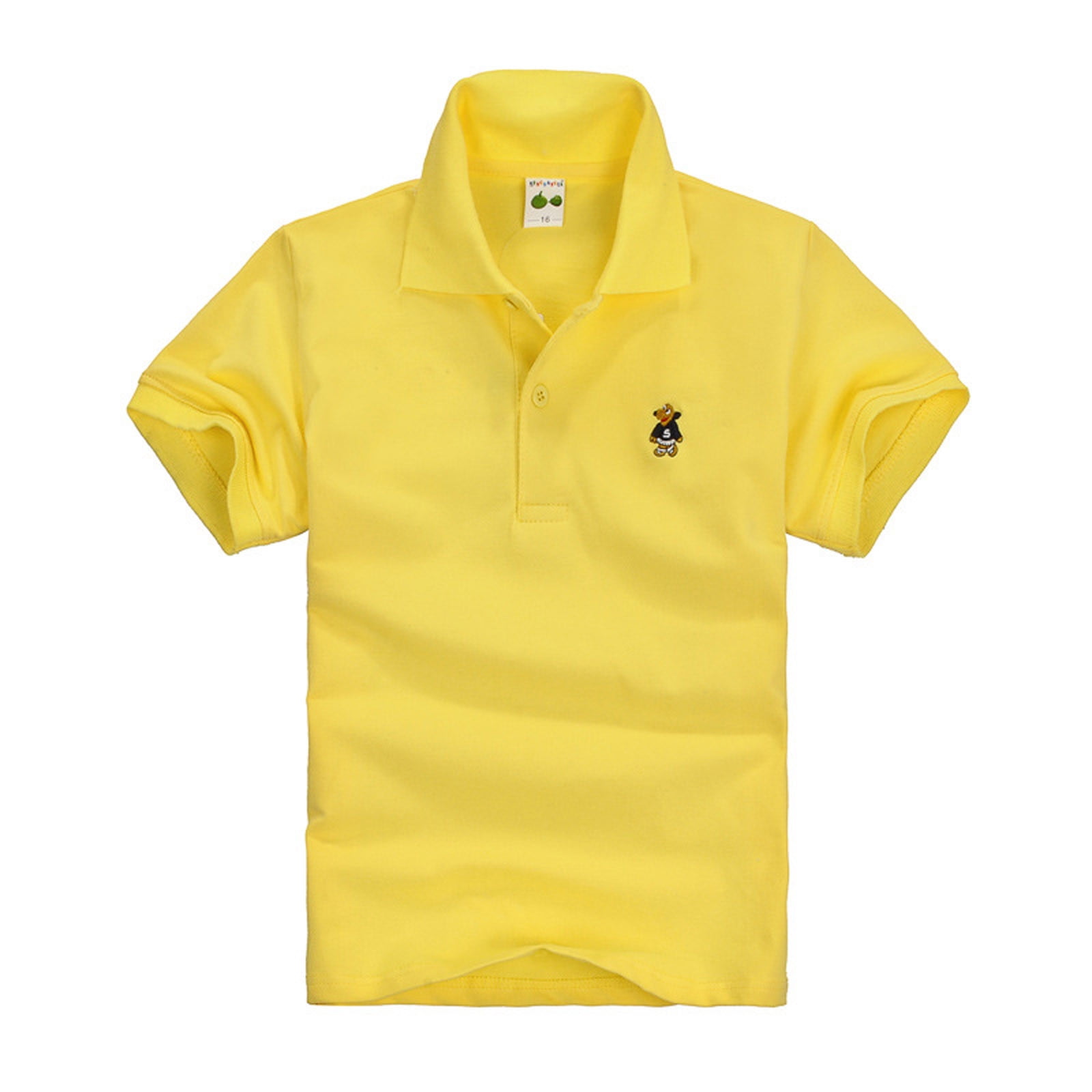 Little Boys Polo Shirt Yellow School Uniform Shirts with Short Sleeves ...