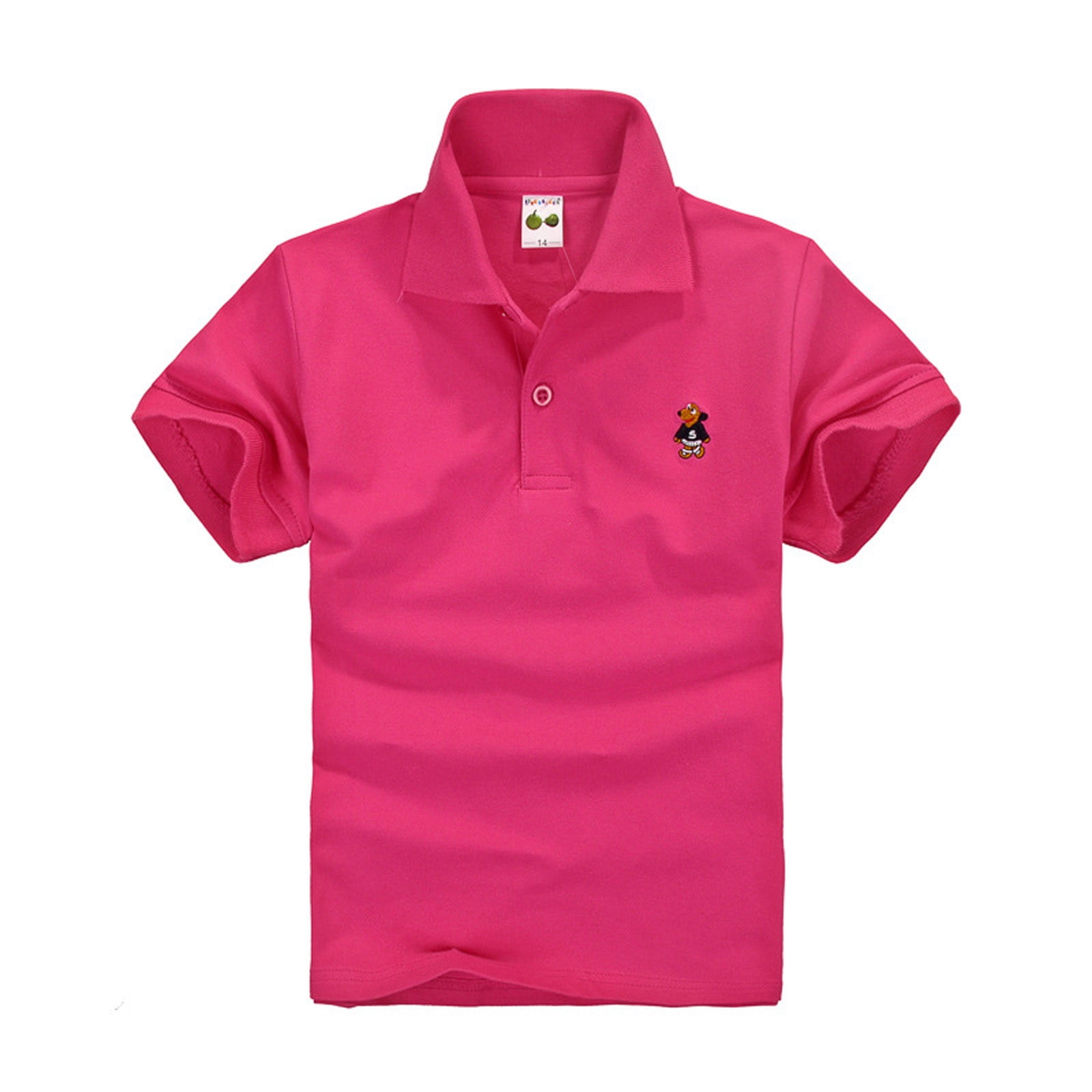 Little Boys' Polo Shirts Hot Pink Boys Uniform Shirts Short Sleeve Polo ...