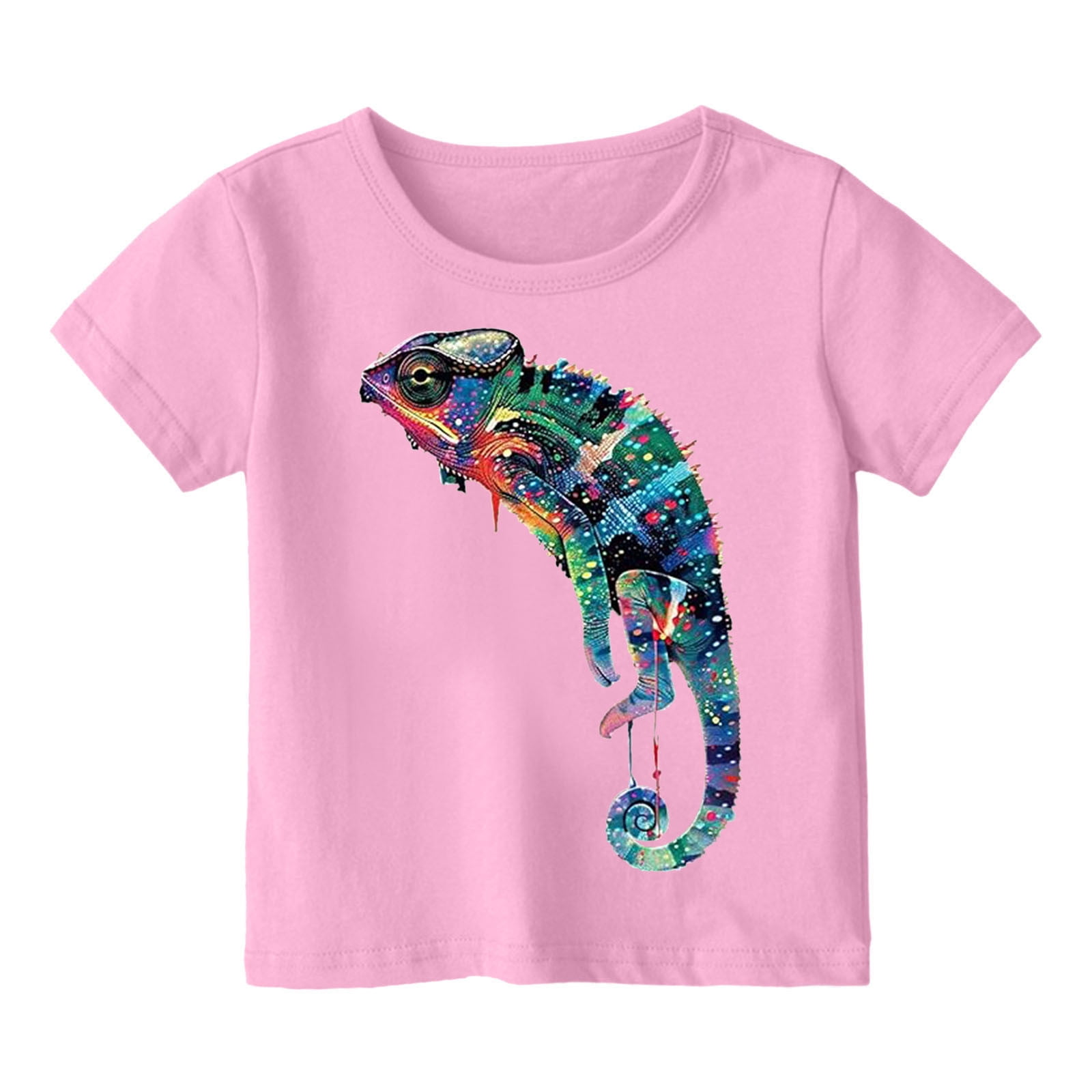 Little Boys Summer Round Neck Lizard Print Short Sleeve Pink,8-9T ...