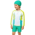 Little Boys Swim Set Long Sleeve Rash Guard With Swim Cap Two Piece ...