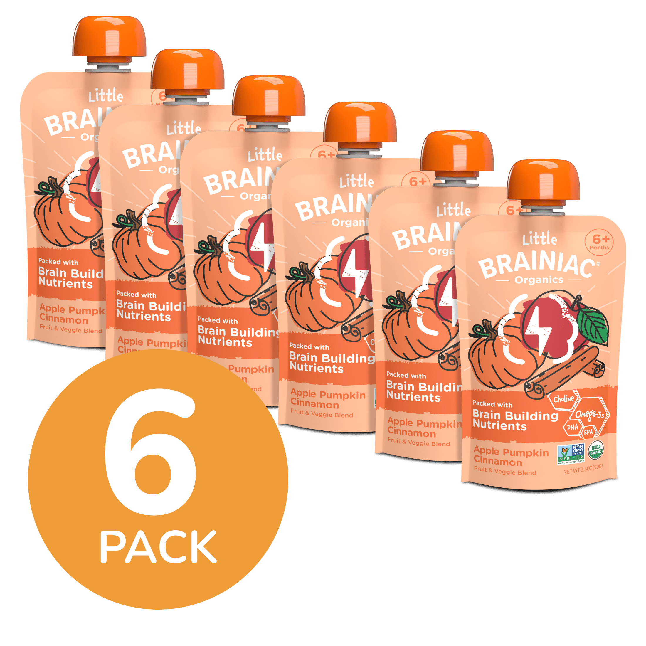 Little Brainiac Organic Fruit & Veggie Baby Food Pouch with Omega-3s ...
