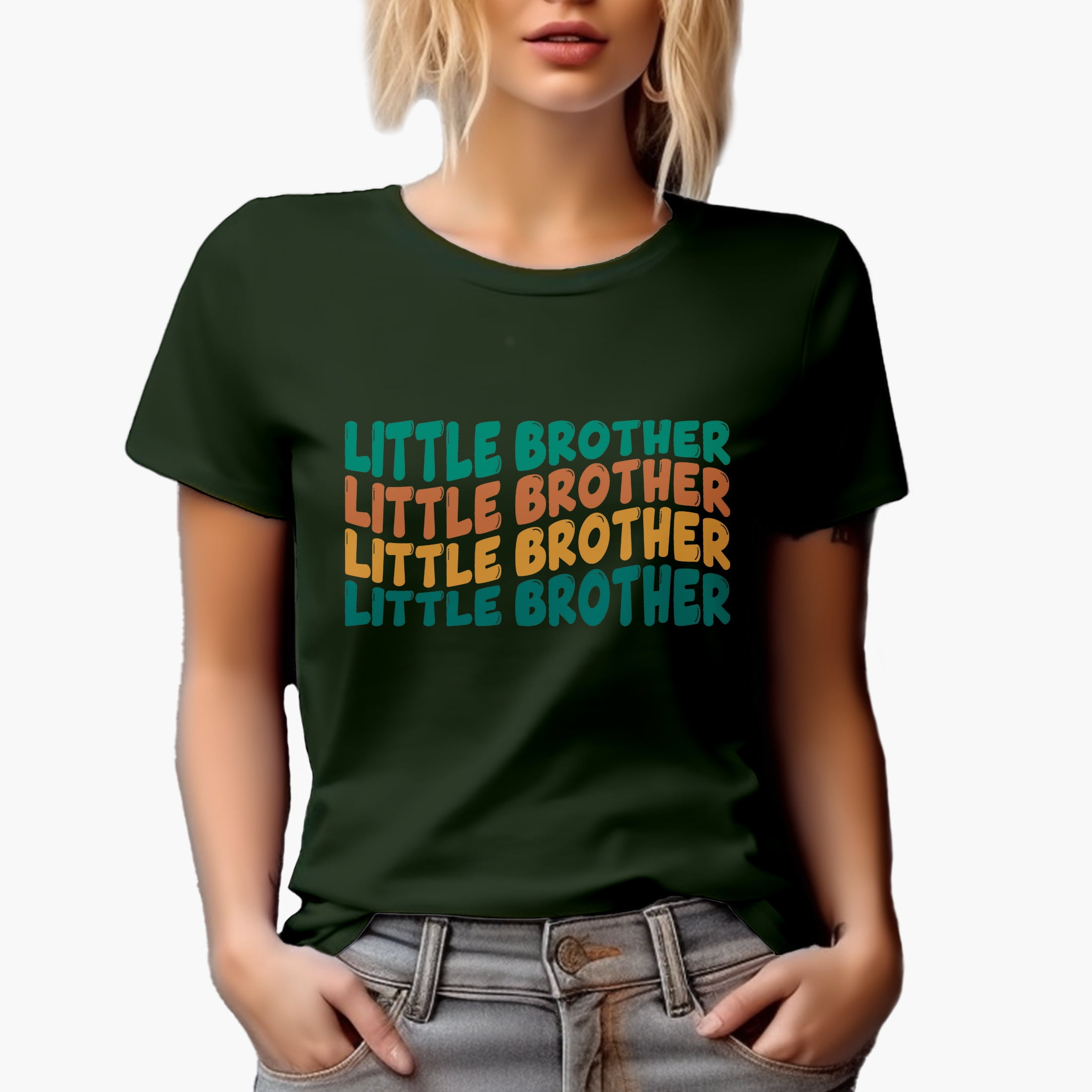 Little Brother, Family Themed, Groovy Retro Wavy Text Merch Gift ...