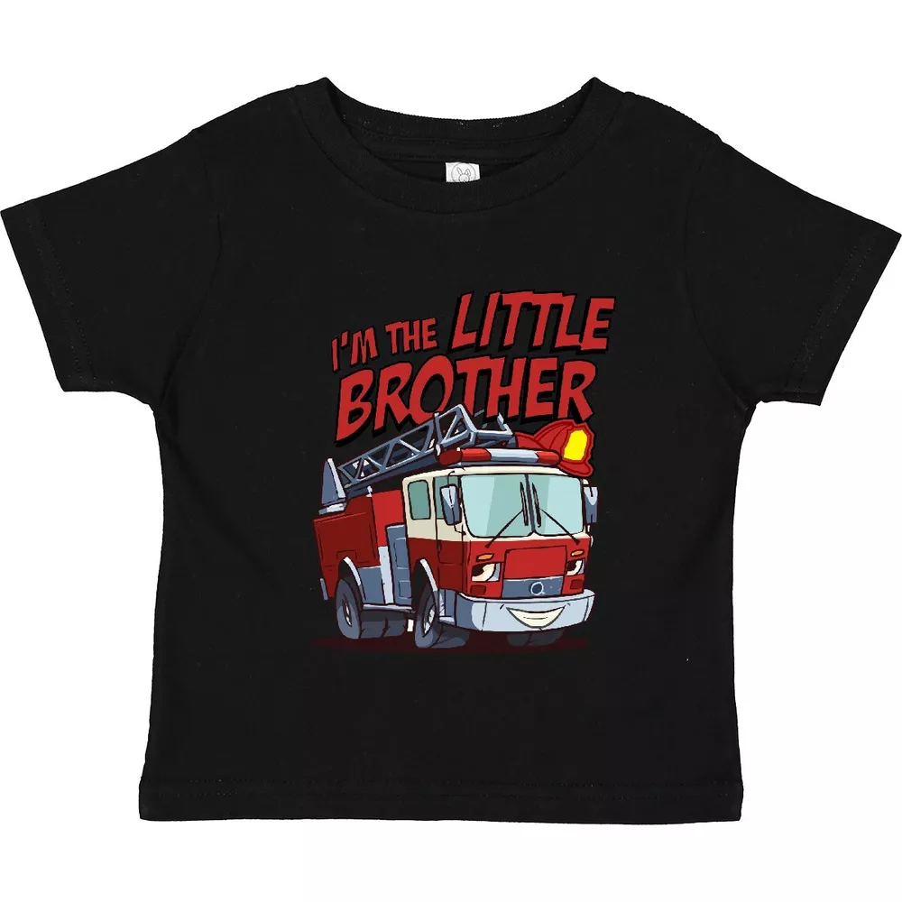 Little Brother Fire Truck Toddler T-Shirt Engine Im Gift Child Kid Baby ...