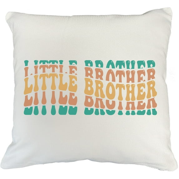 Little Brother, Groovy Retro Wavy Text Merch Gift, White Pillow Case ...