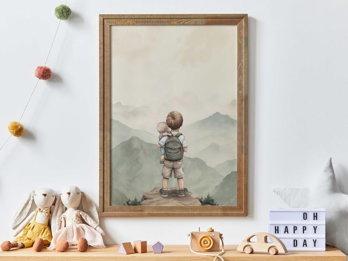 Little Brother Wall Art, New Born Boy Gift, Baby Brother, Big Brother ...