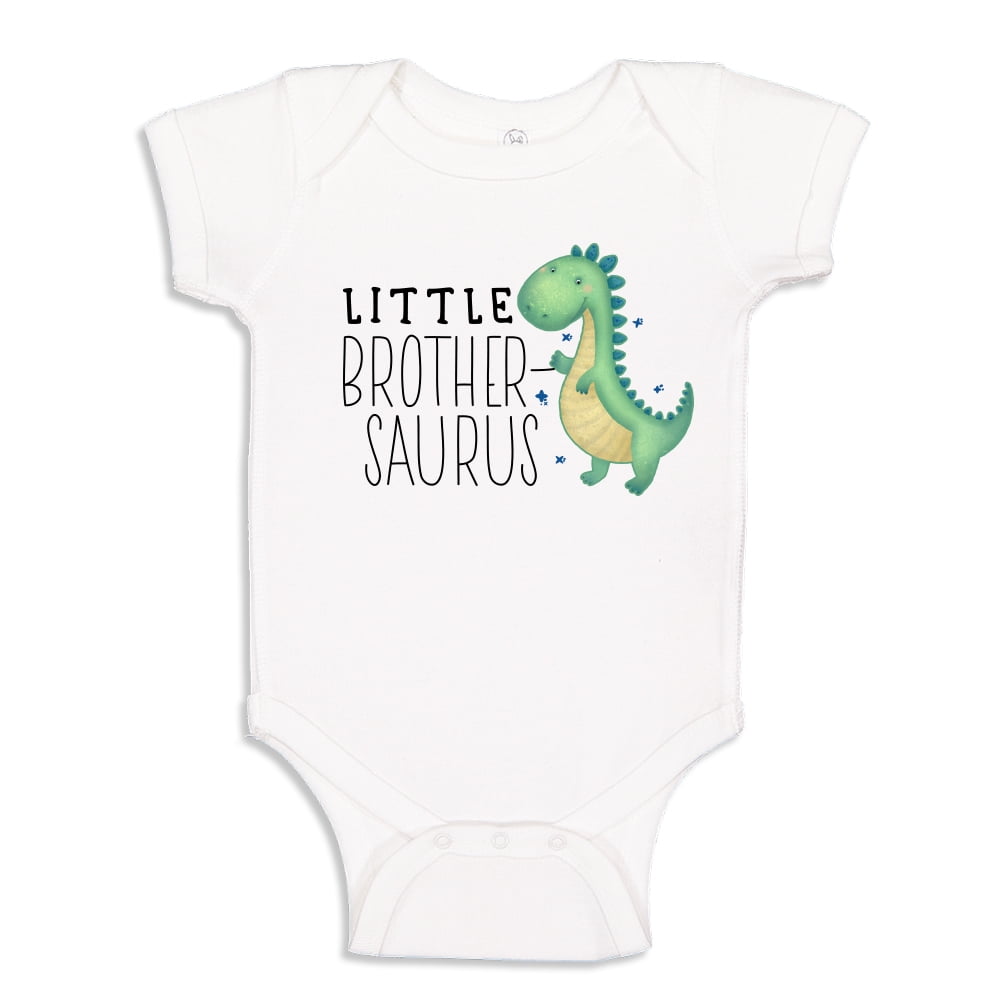 Little Brothersaurus Dinosaur Baby Bodysuit One Piece NB White ...