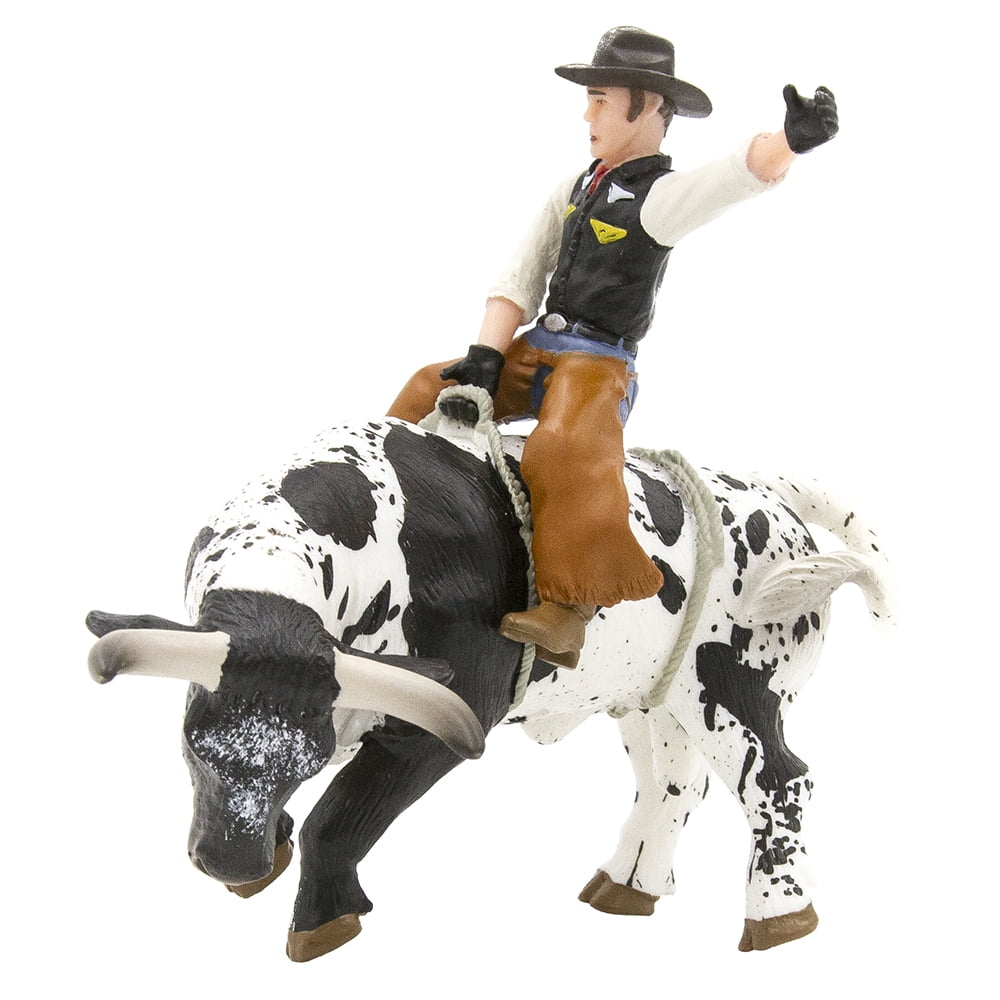 Little Buster Toys 1/16 Black & White Bucking Bull W/ Rider 500276 ...