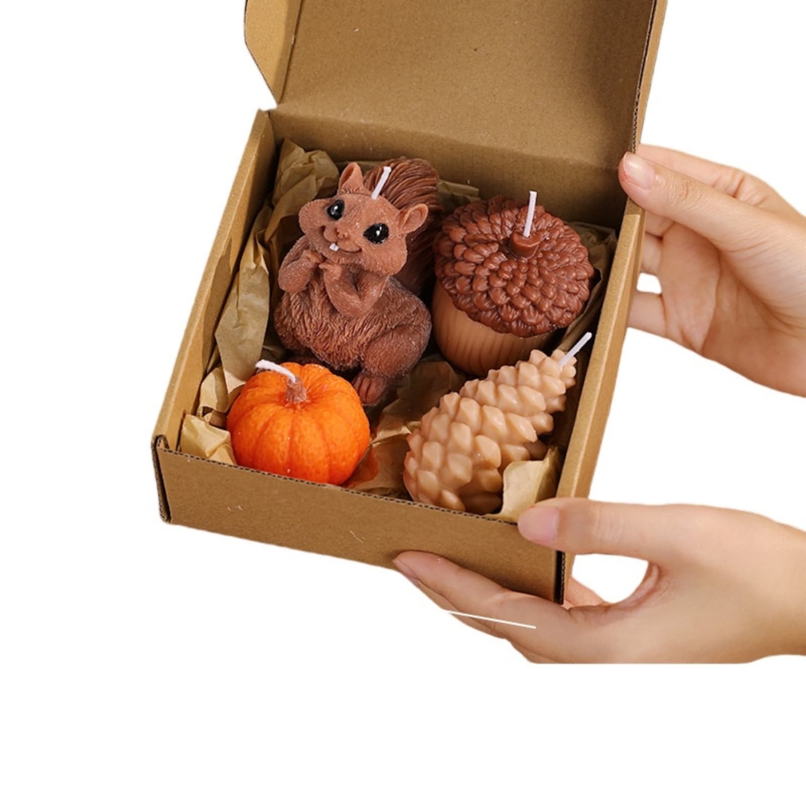 Little Candle Christmas Gift Box: Pinecone/Squirrel/Acorn Shapes ...