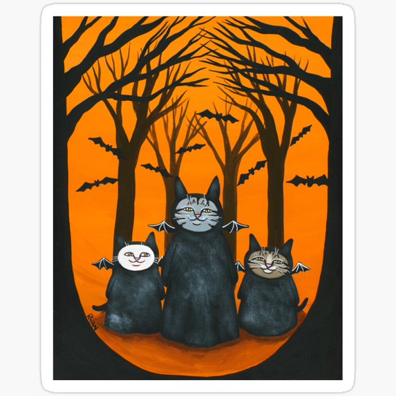 Little Cat Bats Sticker Phone Decal Water Bottle Stickers Car Decals ...