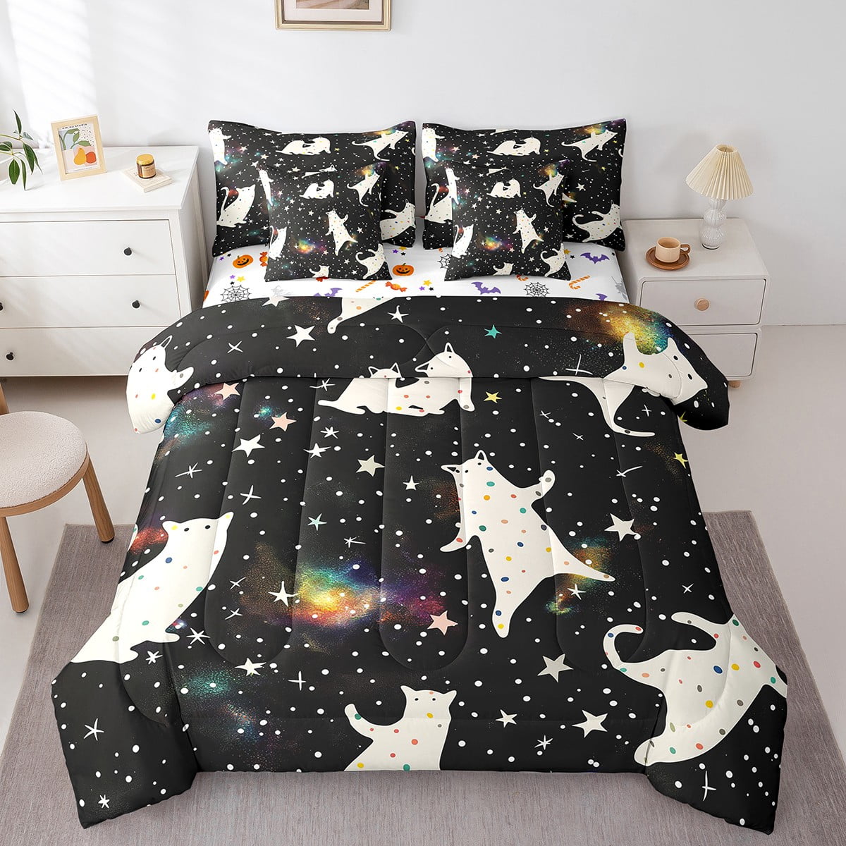 Little Cat Bed in a Bag King Size Comforter Set 7 Pieces,Galaxy Bedding ...