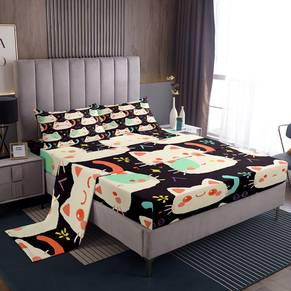 Little Cat Bed Sheets Set Cute Pet Sheets,Cartoon Animals Sheet Set ...