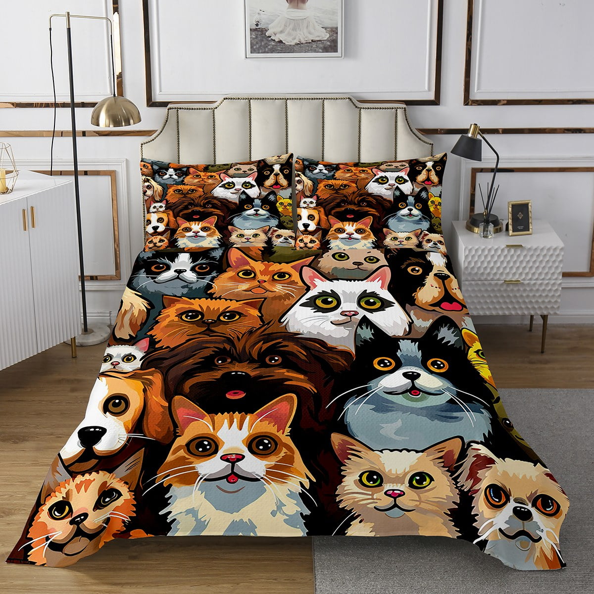 Little Cat Duvet Cover Set Cute Kitten Queen Bedspread Set,Pet Animal ...