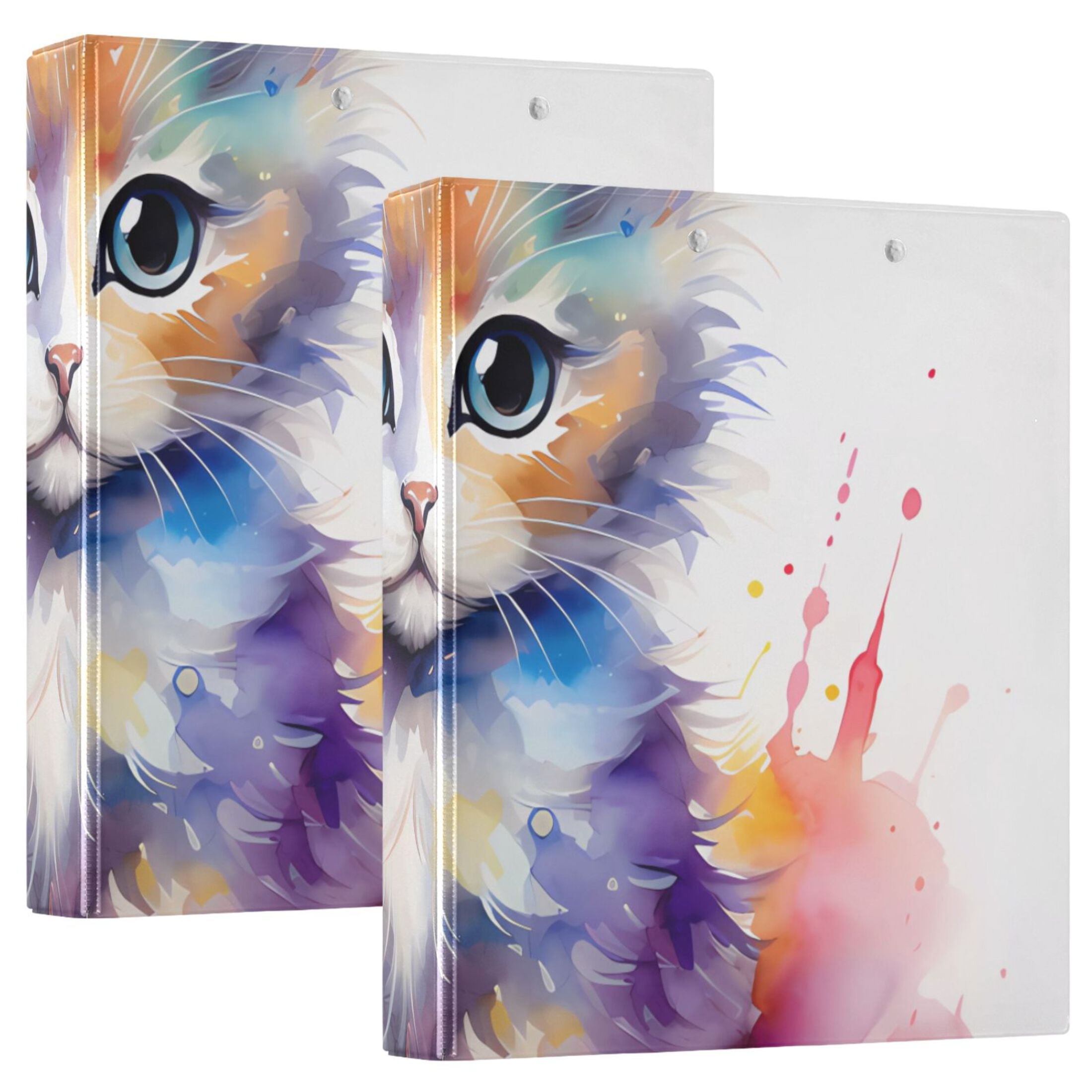 Little Cat Painting 3 Ring Binders 1.5 inch Hardcover File Folders with ...
