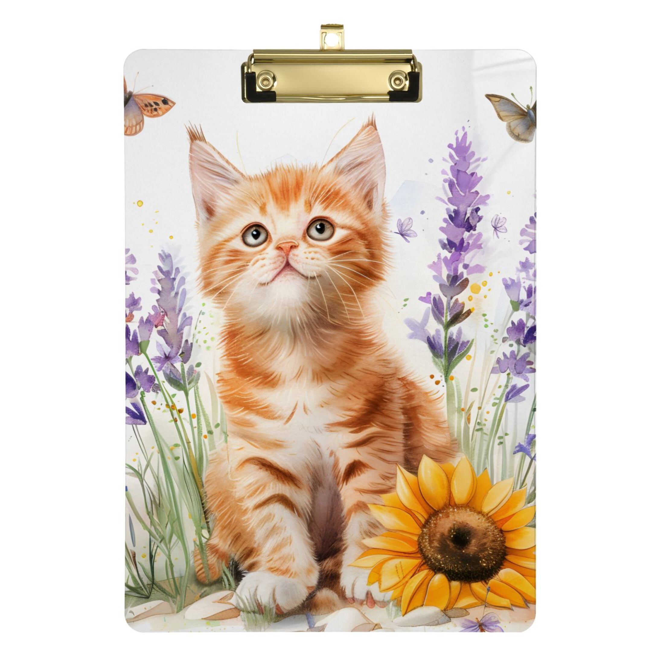 Little Cat Sunflowers Lavender Butterfly Acrylic Clipboards 12 x 9 Inch ...