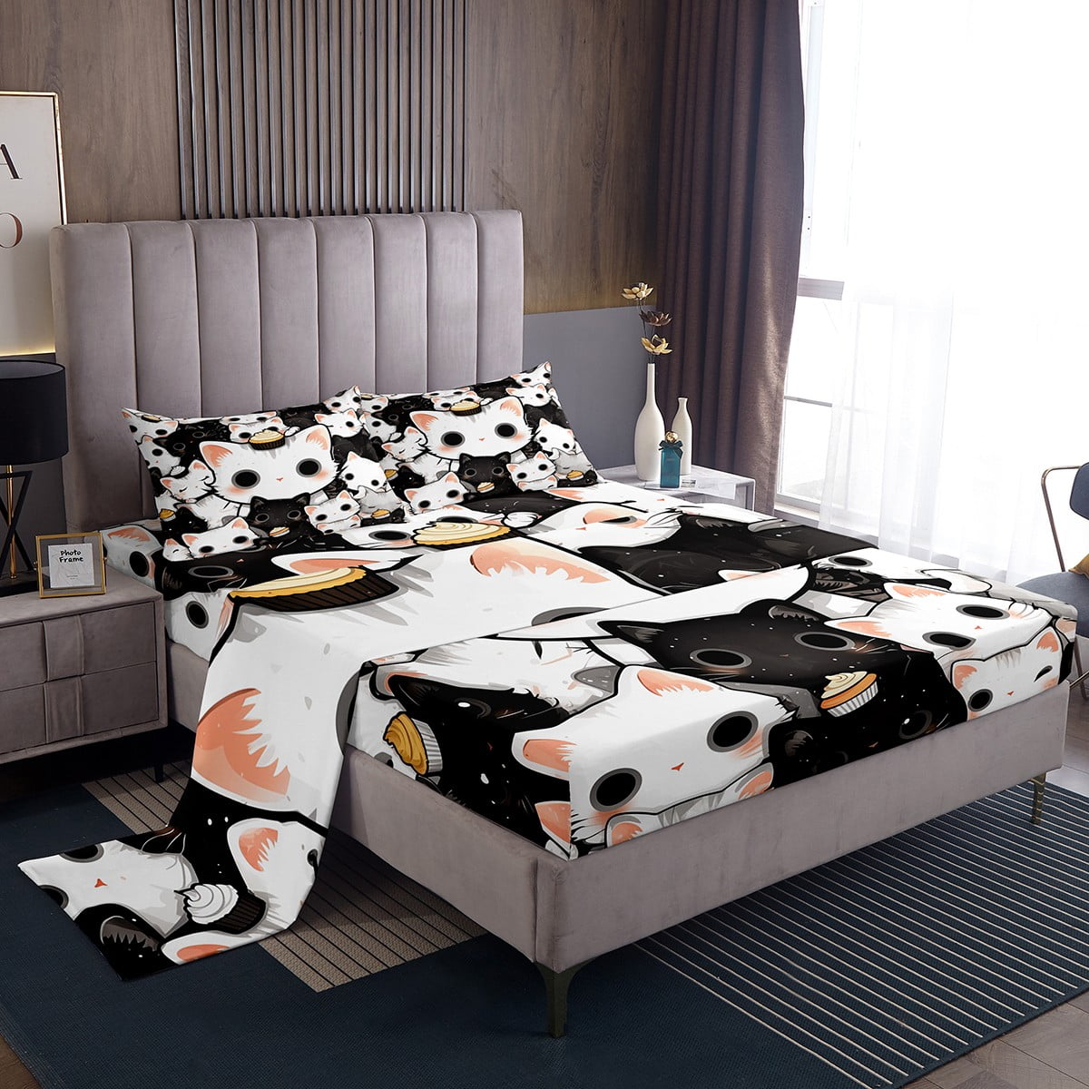 Little Cat Twin Sheets Cartoon Cat Lover Bed Sheets Set,Food Cake Sheet ...