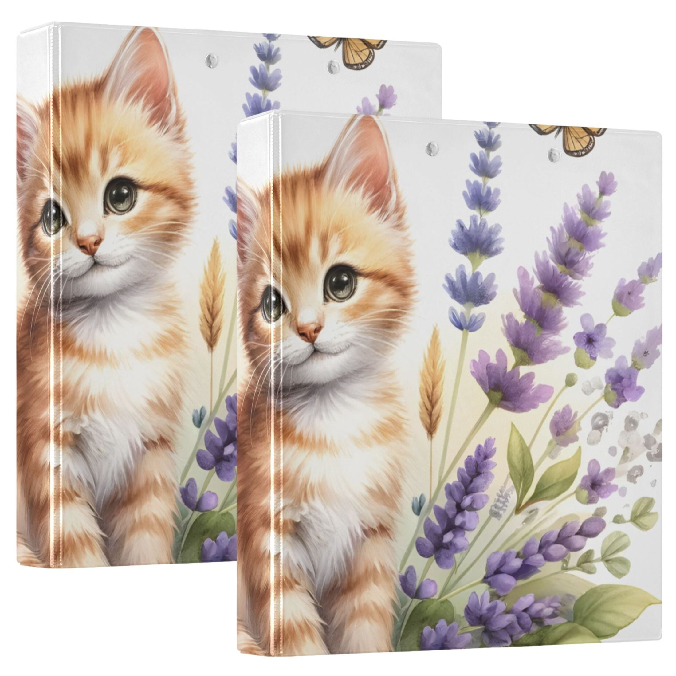 Little Cat and Flowers 3 Ring Binders 1.5 inch Hardcover File Folders ...
