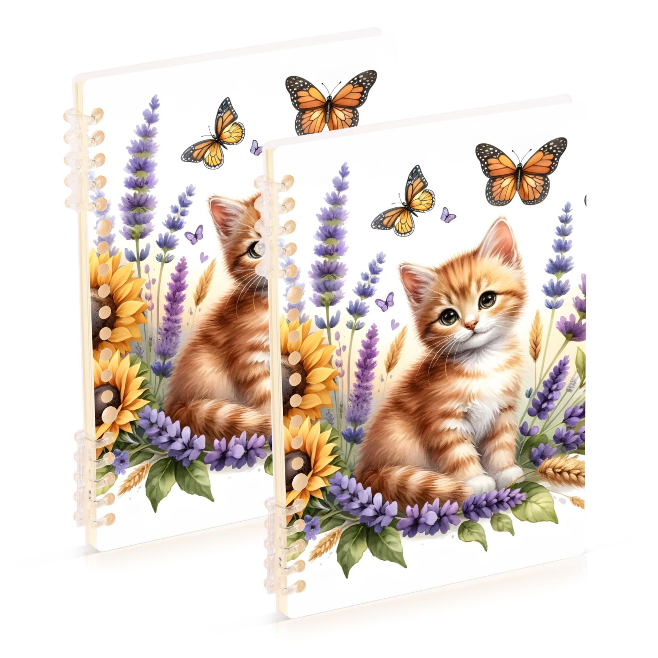 Little Cat and Flowers Ring Binder Notebook Journey Note Diary College ...