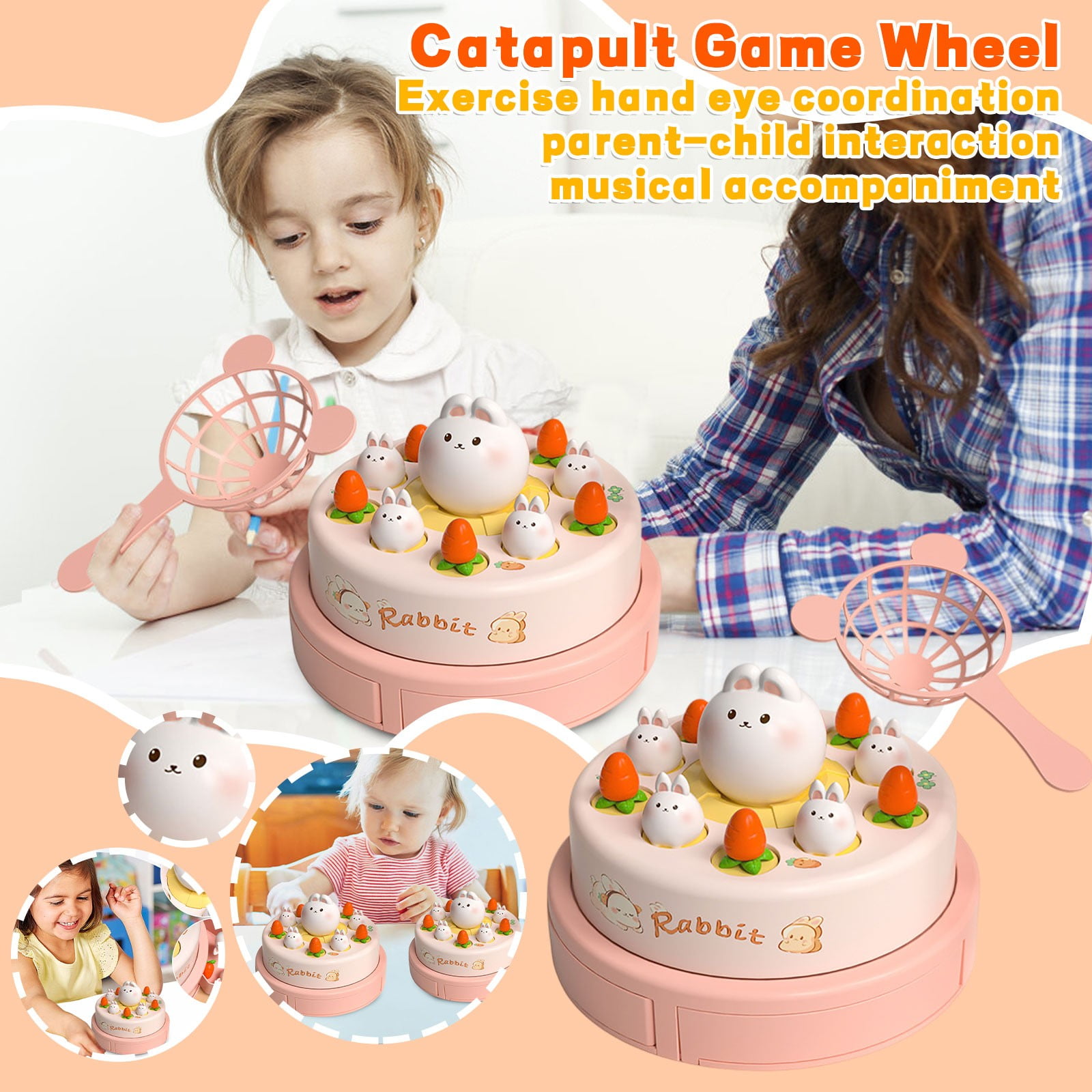 Little Catapult Disc Music Turntable Catch Carrots And Rabbits Parent-child Interactive Children ...