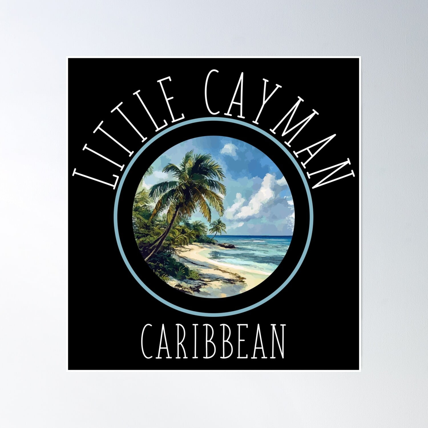 Little Cayman - Caribbean (With White Lettering) Poster Wall Art ...