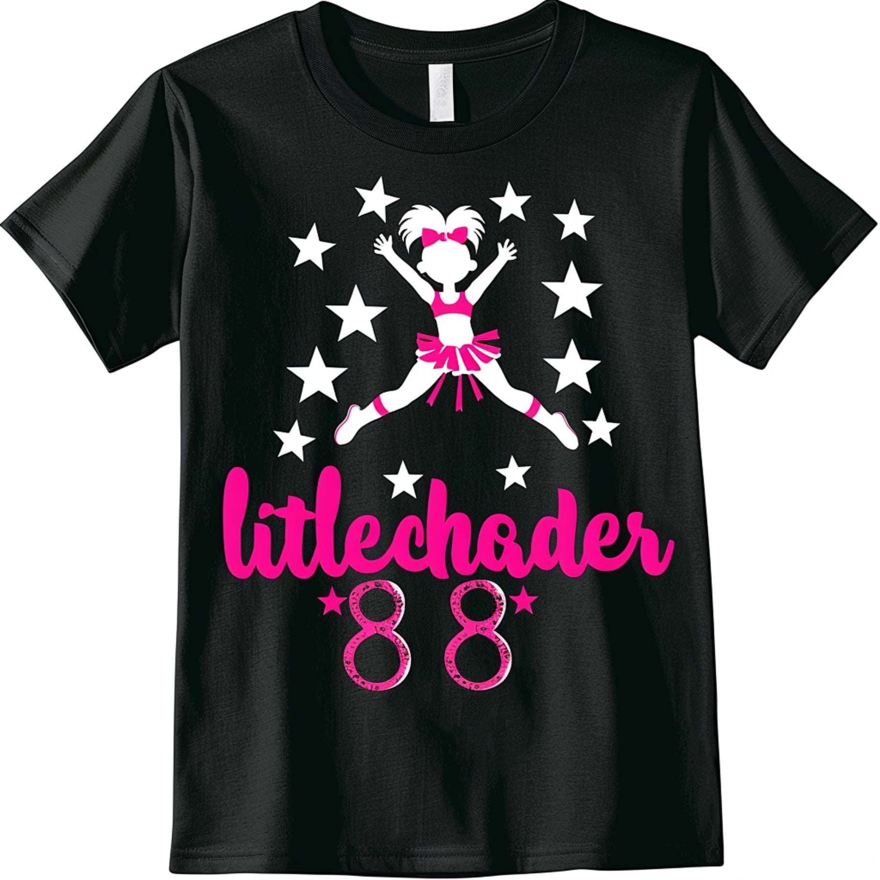 Little Cheerleader Vector Design on Black T Shirt for Kids 3 6 Years ...