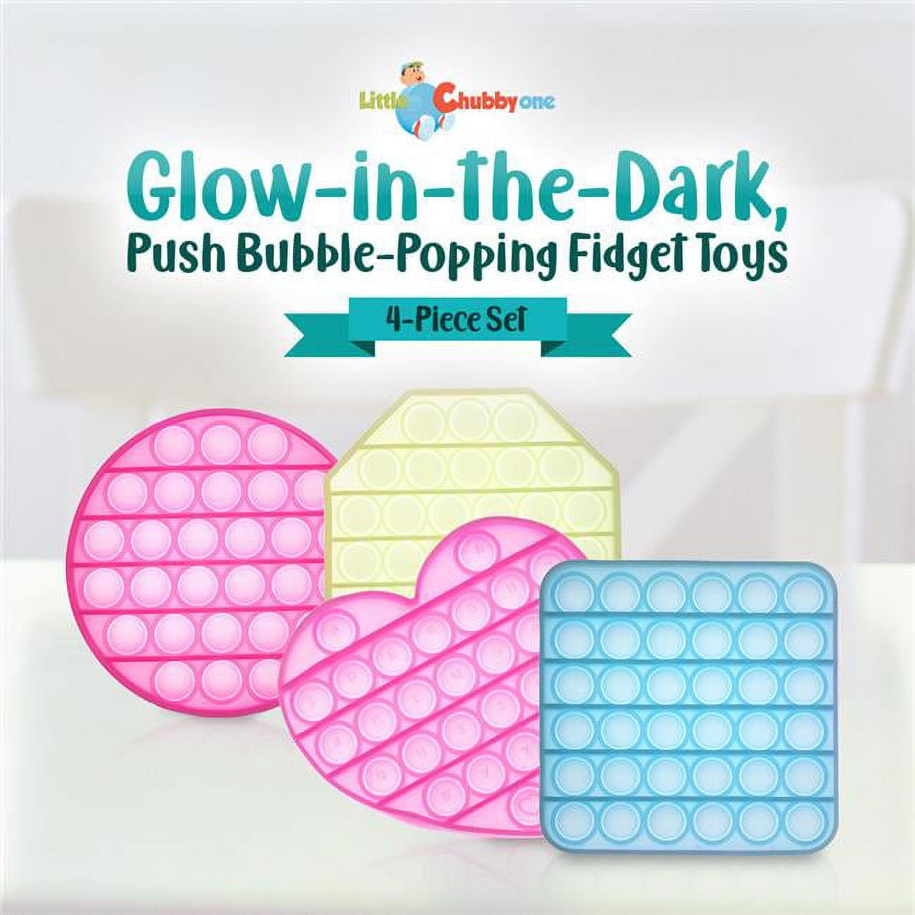 Little Chubby One LCO-FID-POP-GLW-4PC Glow in the Dark Push Pop It ...