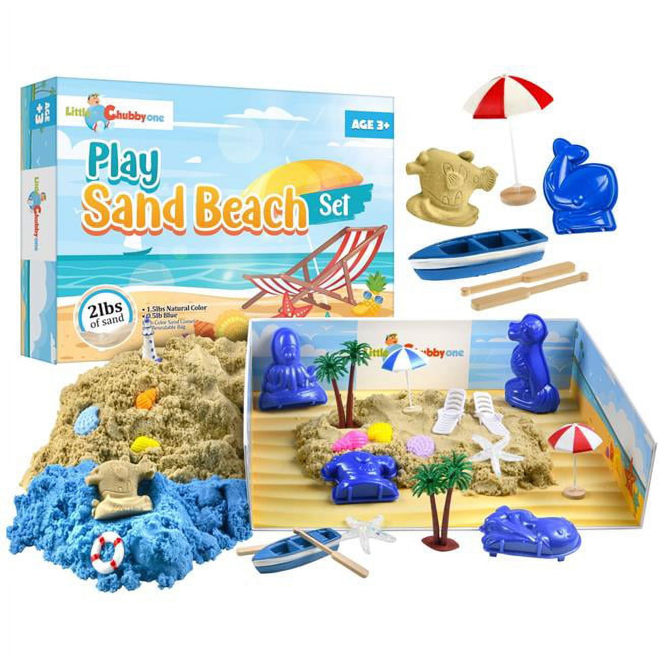 Little Chubby One LCO-PLYSND-BEACH-ST Kids Play Sand Beach Set, 2 lbs ...