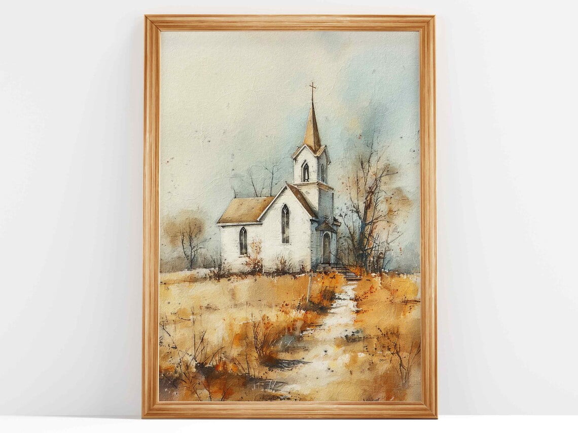 Little Church In The Countryside, Oil Painting, Catholic, Catholic Art ...