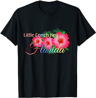 Little Conch Key Florida Tropical Flowers Family Vacation T-Shirt ...