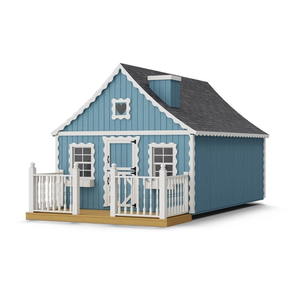 Little Cottage Co. 10x12 Gingerbread Cottage Playhouse with Floor, Deck ...