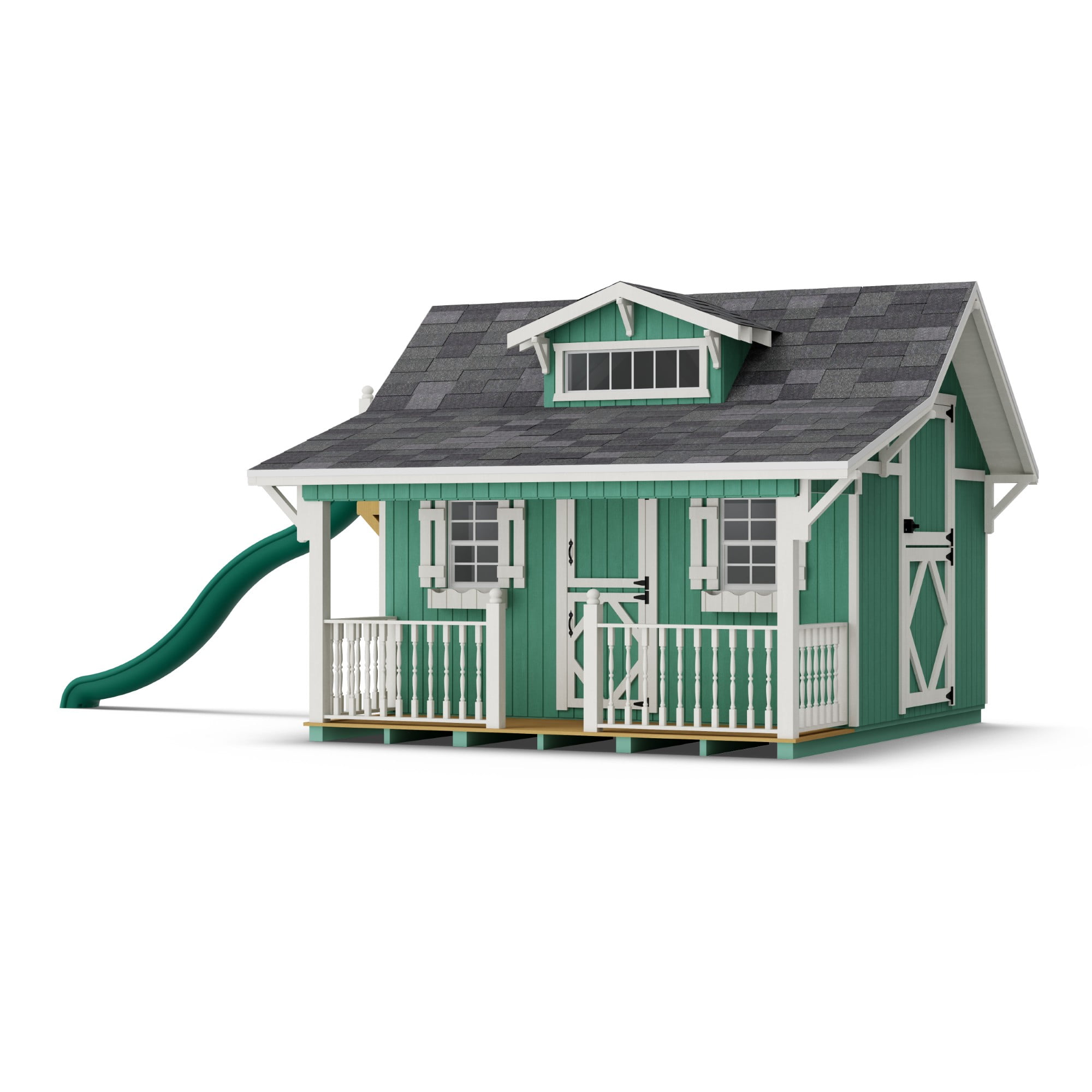 Little Cottage Co. 11x10 Craftsman Playhouse with Floor and Slide ...