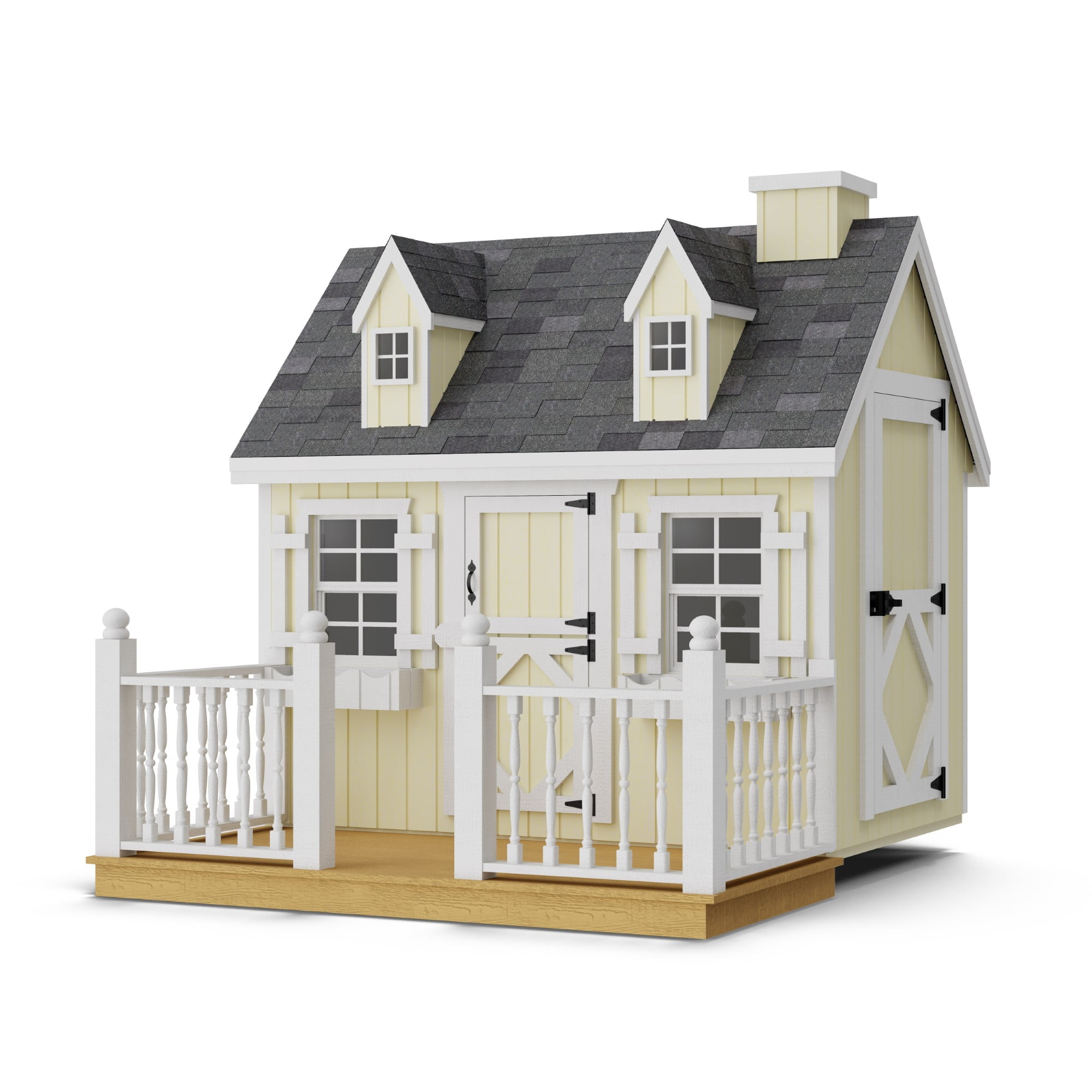 Little Cottage Co. 4x6 Cape Cod Playhouse with Floor, Deck and Rail ...