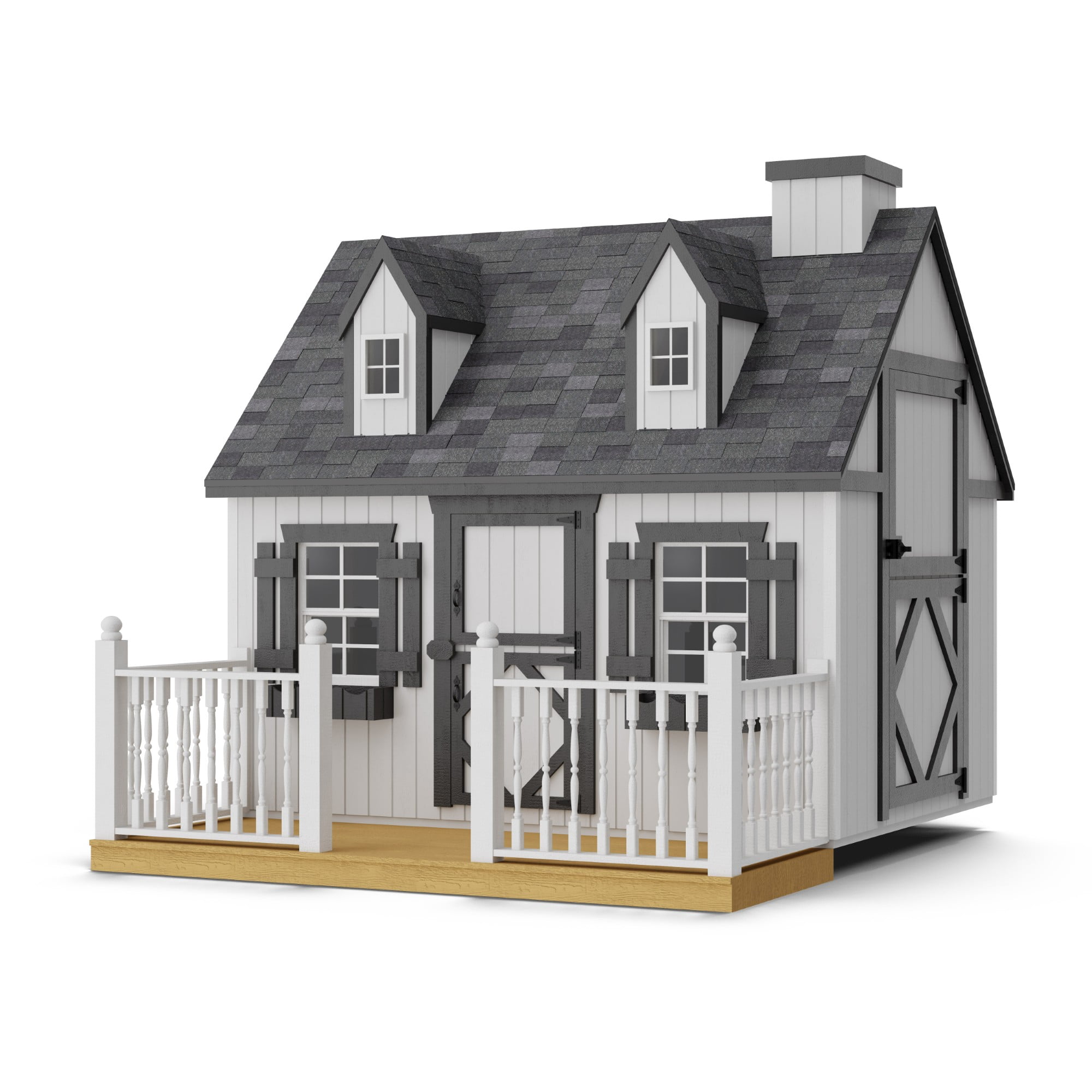 Little Cottage Co. 6x8 Cape Cod Playhouse with Floor, Deck and Rail ...