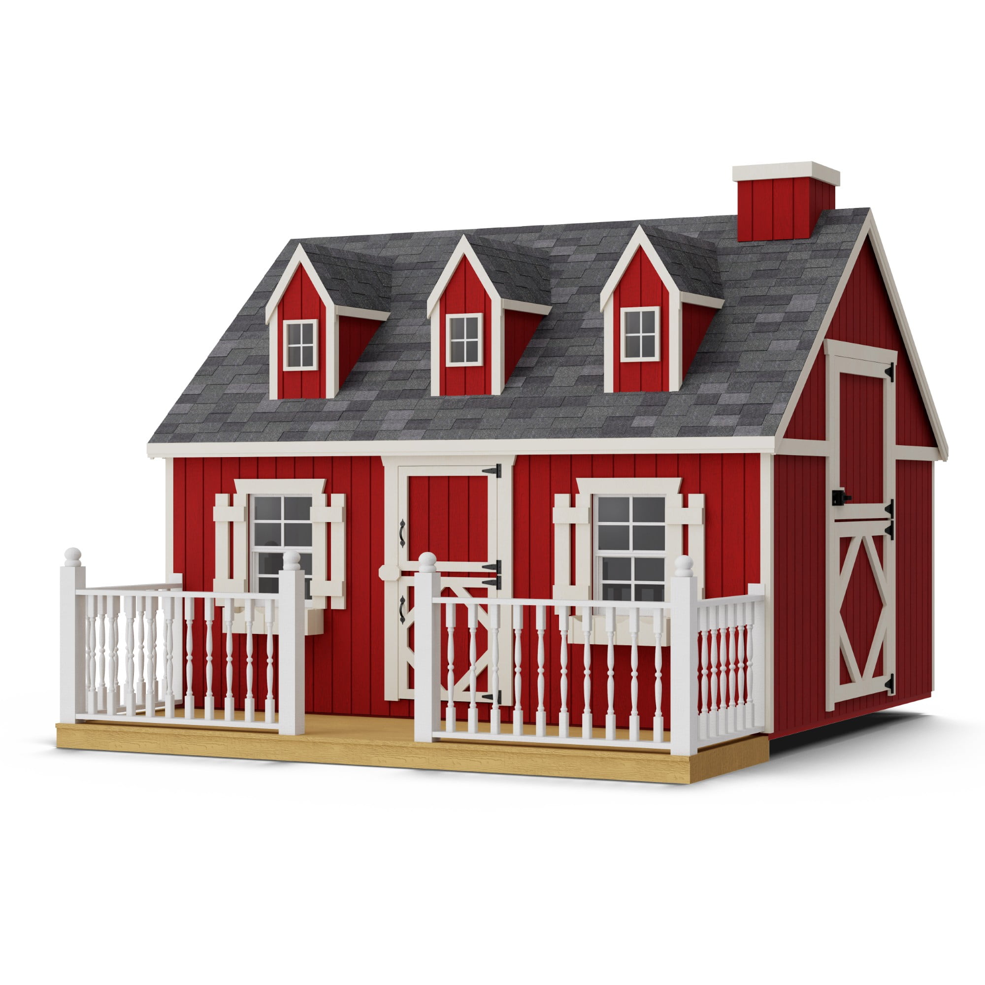 Little Cottage Co. 8x10 Cape Cod Playhouse with Floor, Deck and Rail ...