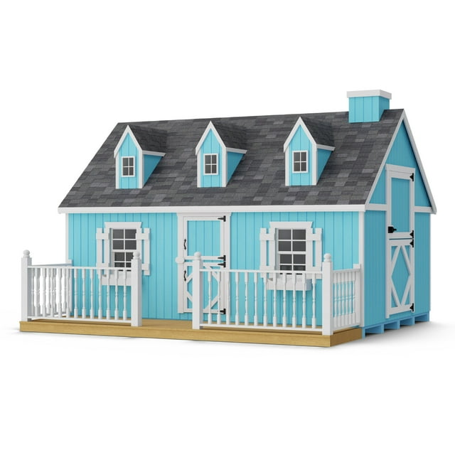 Little Cottage Co.8x12 Cape Cod Playhouse with Floor, Deck and Rail ...
