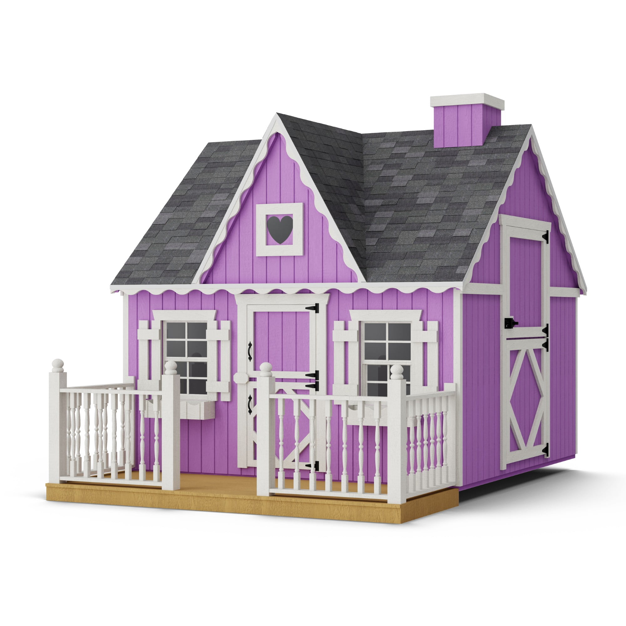 Little Cottage Co. 8x8 Victorian Playhouse with Floor, Deck and Rail ...