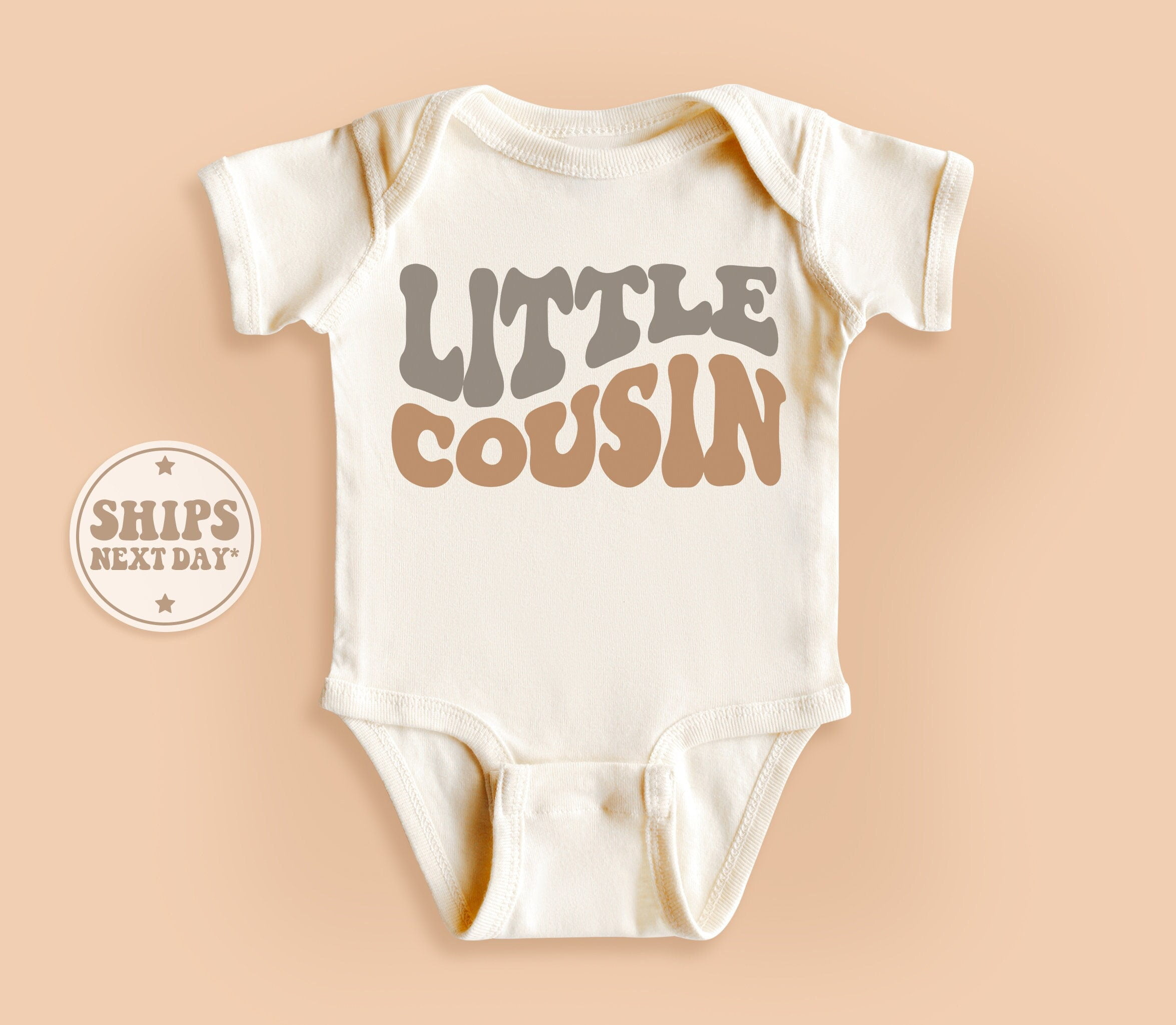 Little Cousin Baby Bodysuit, Cute Cousin Natural Onesie, Wavy Letters ...